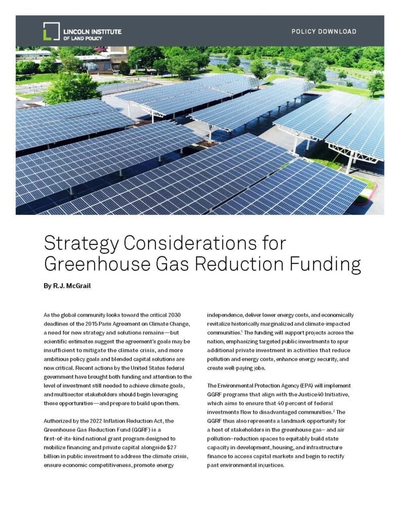 Strategy Considerations for Greenhouse Gas Reduction Funding - Lincoln ...